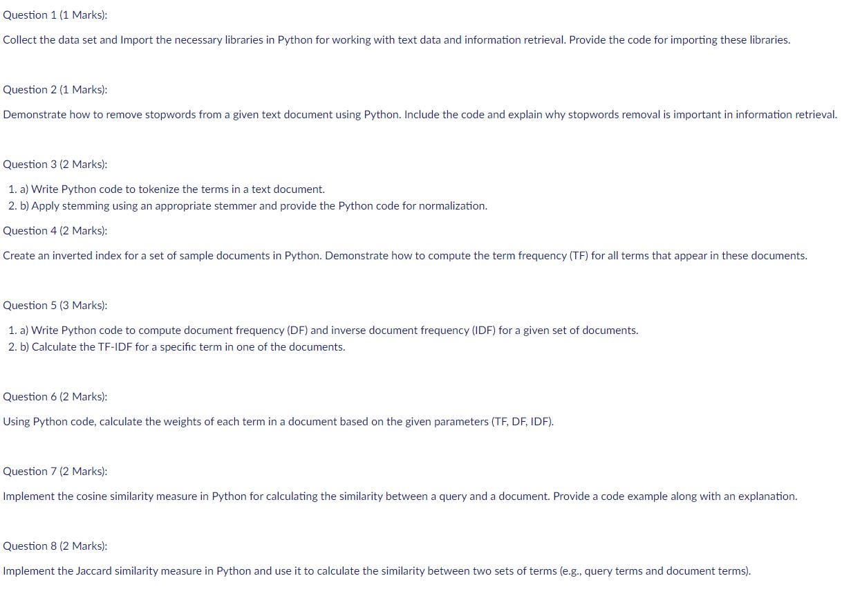 Solved Question 1 (1 Marks): Collect the data set and Import | Chegg.com