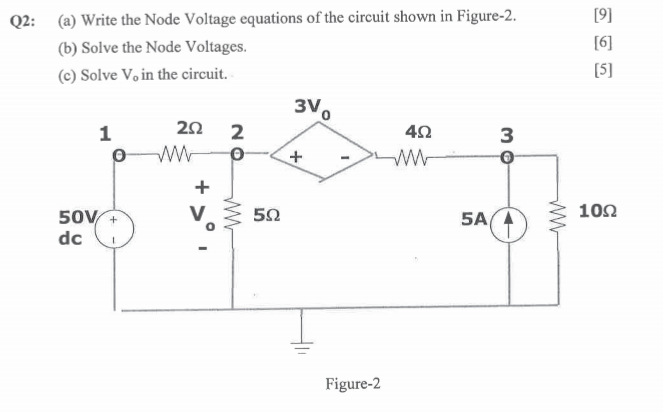 Solved (a) Write the Node Voltage equations of the circuit | Chegg.com