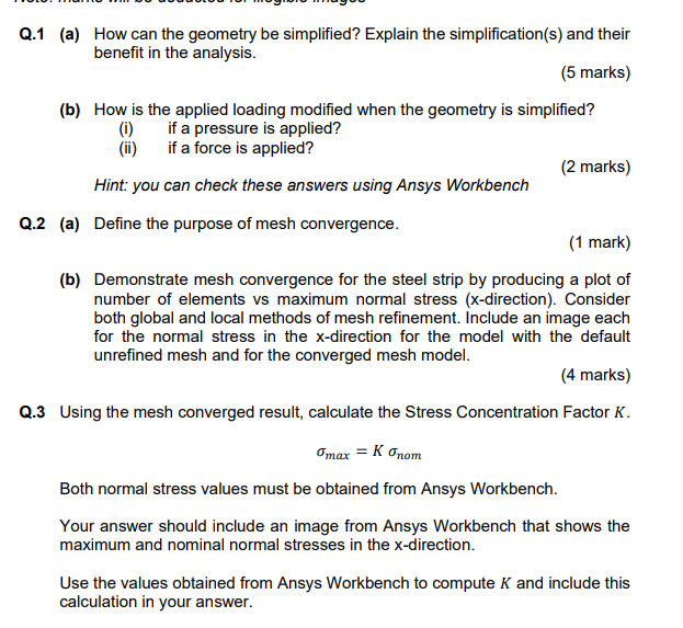 Solved This part of the Assignment is an ANSYS Workbench | Chegg.com