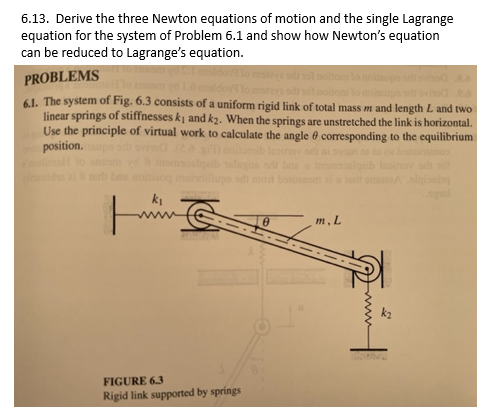 6.13. Derive the three Newton equations of motion and | Chegg.com
