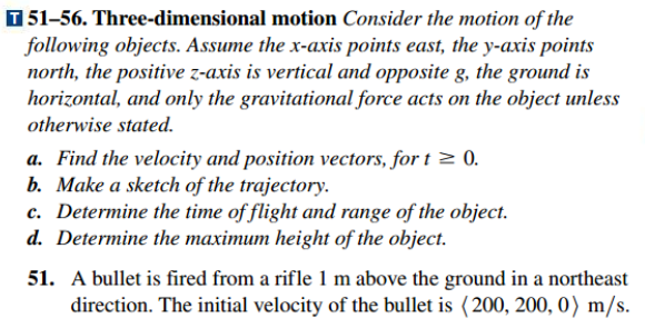 Solved T 51-56. Three-dimensional motion Consider the motion | Chegg.com