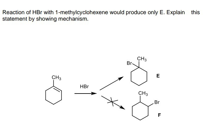 Solved Reaction of HBr with 1-methylcyclohexene would | Chegg.com