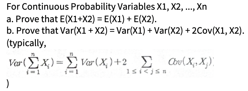 Solved For Continuous Probability Variables X1, X2, ..., Xn | Chegg.com