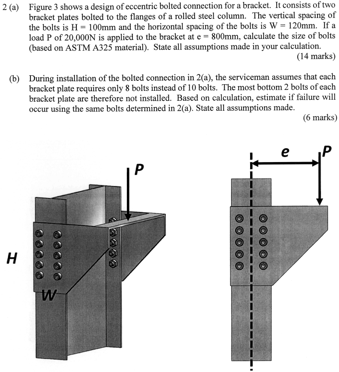 Solved (a) Figure 3 shows a design of eccentric bolted | Chegg.com