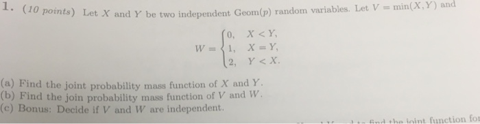 Solved pots) Let X and Y be two independent Geom(p) random | Chegg.com