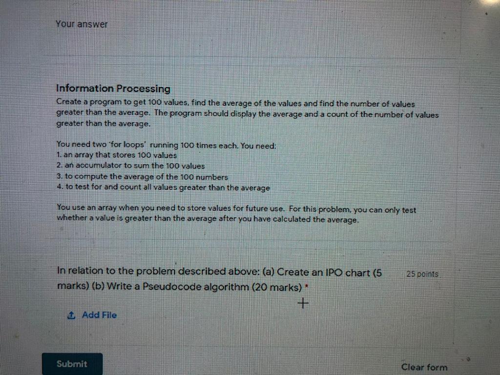 Solved Your Answer Information Processing Create A Program Chegg