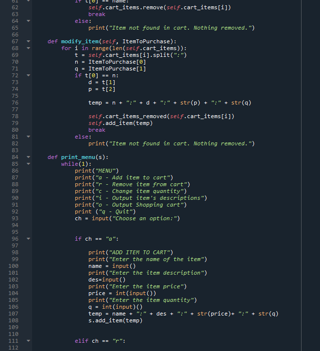 Solved PYTHON Online Shopping Cart Part 2 Error Help Chegg