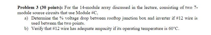 Problem 3 (30 points): For the 14-module array | Chegg.com