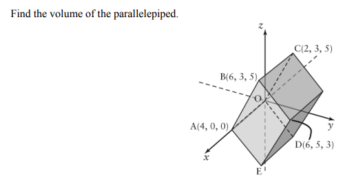 Solved Find The Volume Of The Parallelepiped