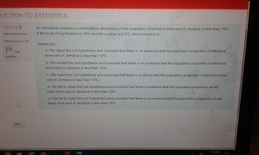Solved UCTION TO STATISTICS QUESTION 3 An insurance company | Chegg.com