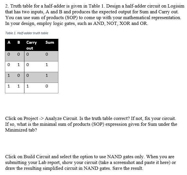 Half adder truth table and circut - lendingteddy Half adder truth table and circut - lendingteddy