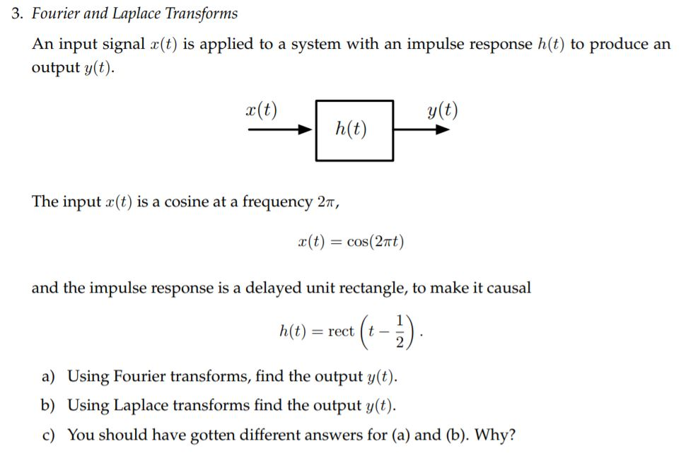Solved 3. Fourier and Laplace Transforms An input signal | Chegg.com