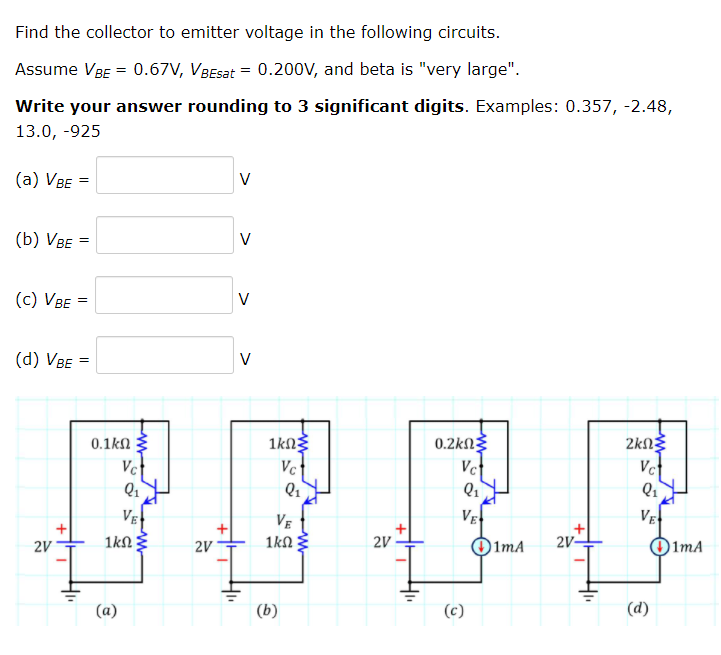 Solved Find the collector to emitter voltage in the | Chegg.com