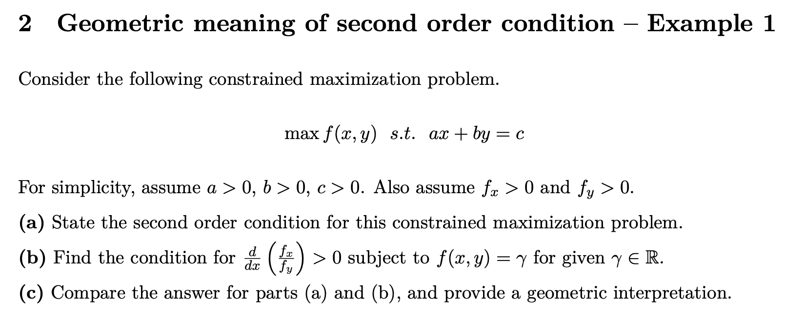 Solved 2 ﻿Geometric meaning of second order condition - | Chegg.com