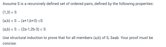 Solved Assume S is a recursively defined set of ordered | Chegg.com