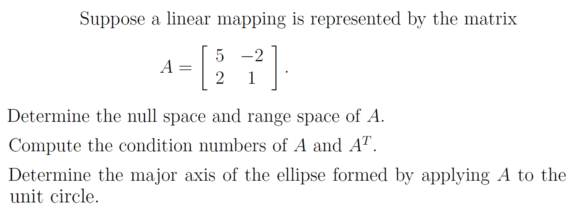 Solved Suppose a linear mapping is represented by the matrix | Chegg.com