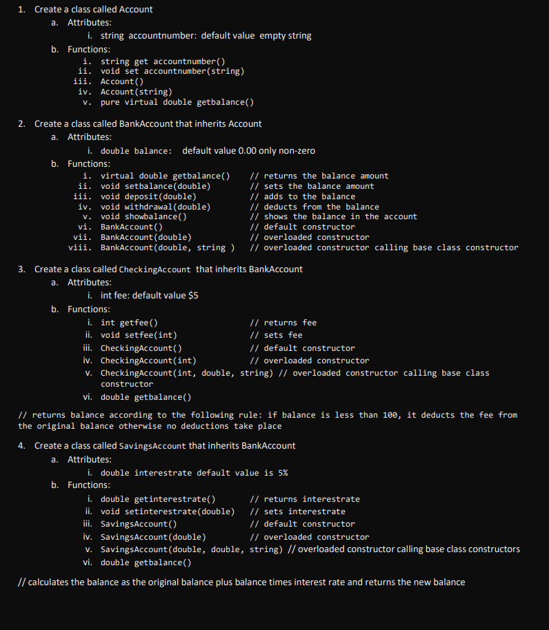 Solved a V. v. 1. Create a class called Account a. | Chegg.com