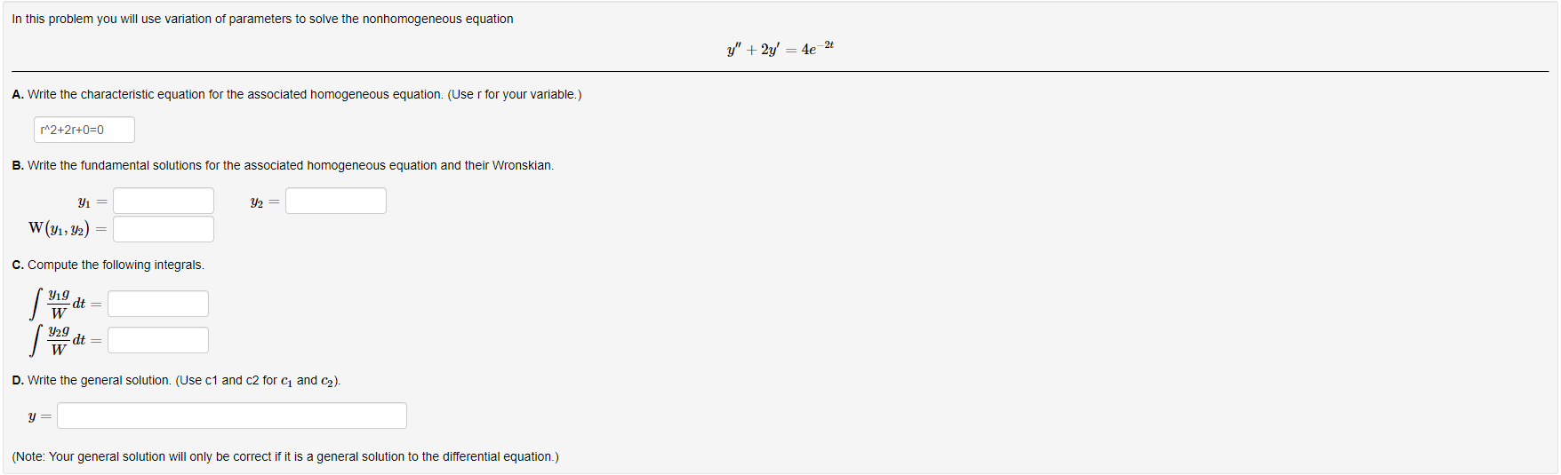 Solved In this problem you will use variation of parameters | Chegg.com
