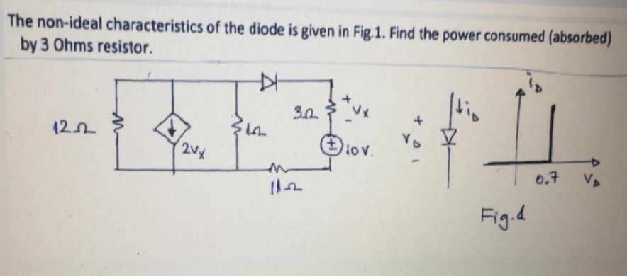 Solved The non-ideal characteristics of the diode is given | Chegg.com