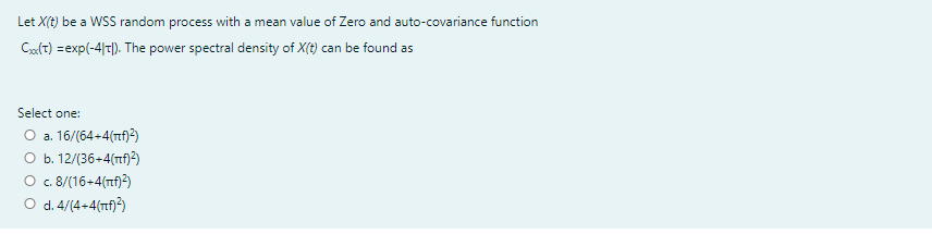 Solved Let X(t) be a WSS random process with a mean value of | Chegg.com
