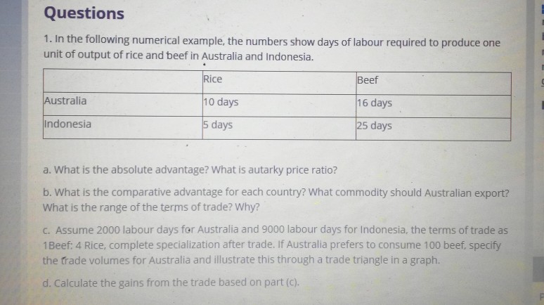 Solved Questions 1. In the following numerical example, the | Chegg.com