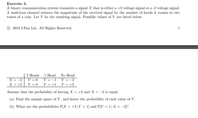 Solved Exercise 3 A Binary Communication System Transmits A