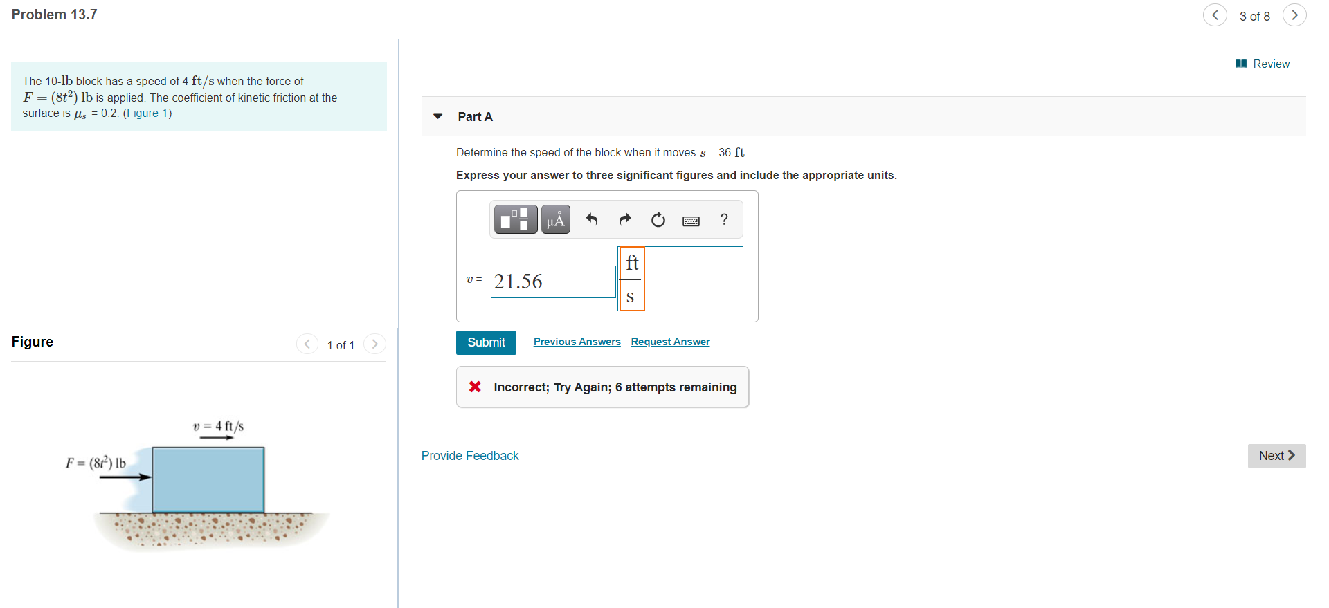 Solved Problem 13.7 3 of 8 Review The 10-lb block has a | Chegg.com