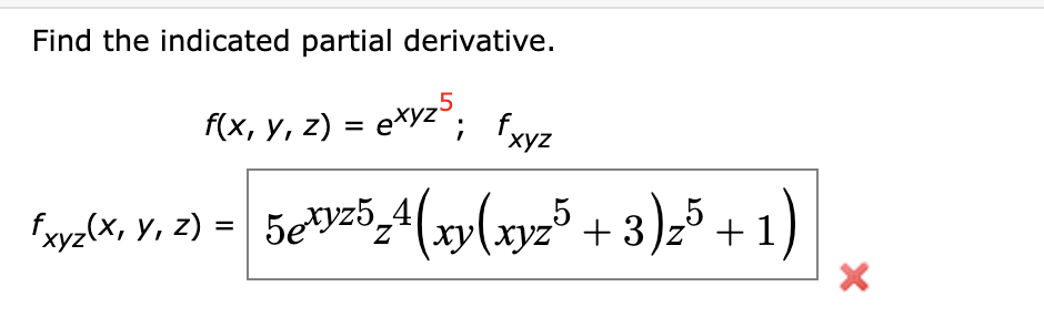 Solved Find the indicated partial derivative. | Chegg.com