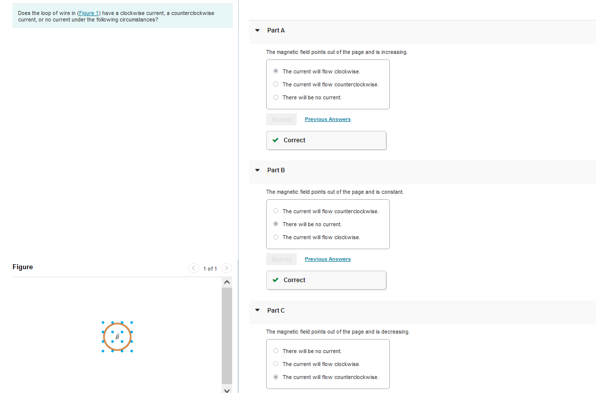 Solved Does the loop of wire in (Figure 1) have a clockwise | Chegg.com