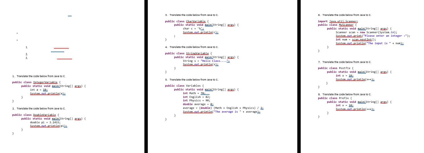 Solved 1. wwwwwwwww 2. 3. www 1. Translate the code below | Chegg.com