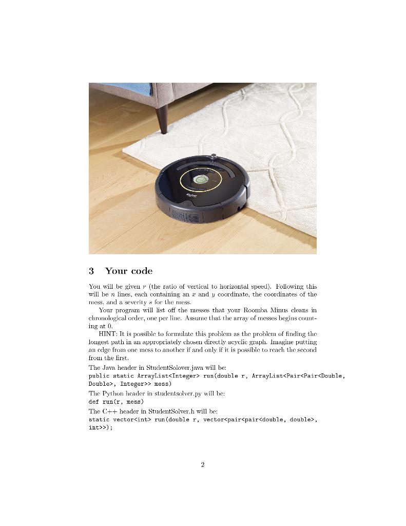 Programming Assignment 5: Roomba CECS 328 1 Deadline | Chegg.com