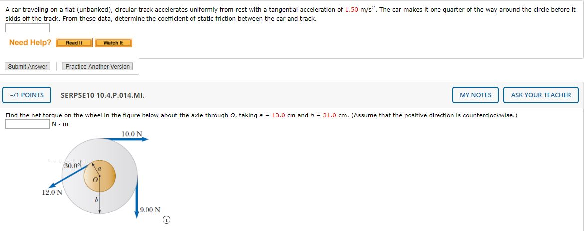 Solved A car traveling on a flat (unbanked), circular track | Chegg.com