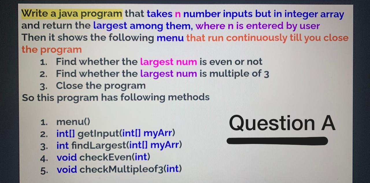 Solved Write a java program that takes n number inputs but | Chegg.com