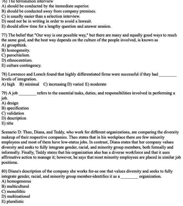 Solved /6) The termination interview A) should be conducted | Chegg.com