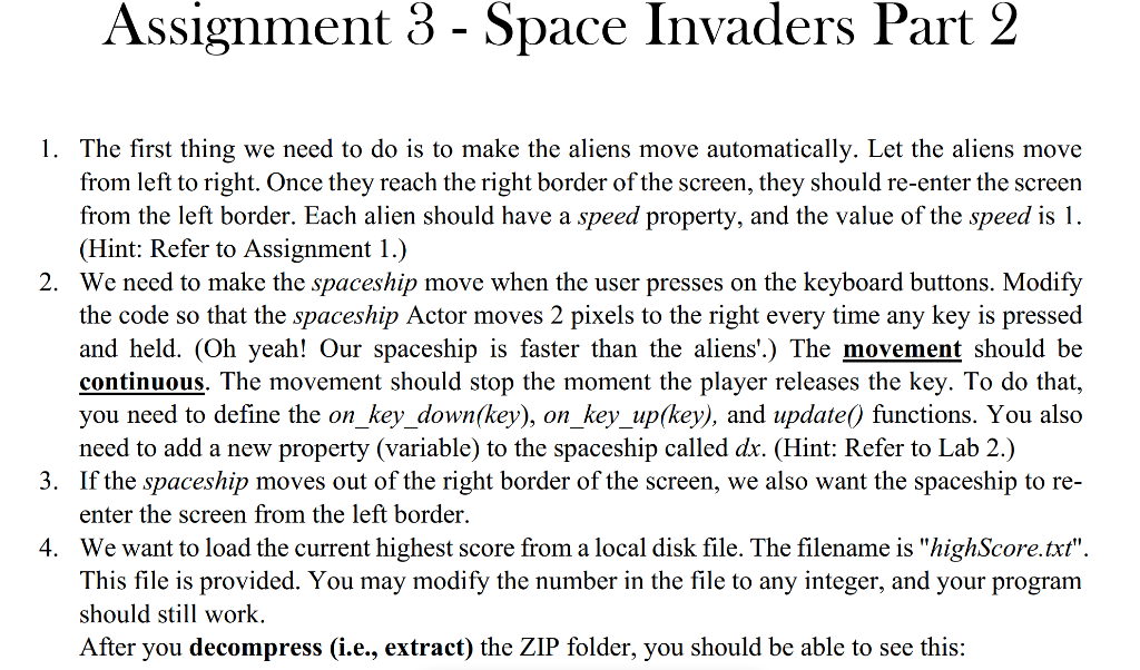 Solved Assignment 3 - Space Invaders Part 2 1. The first | Chegg.com