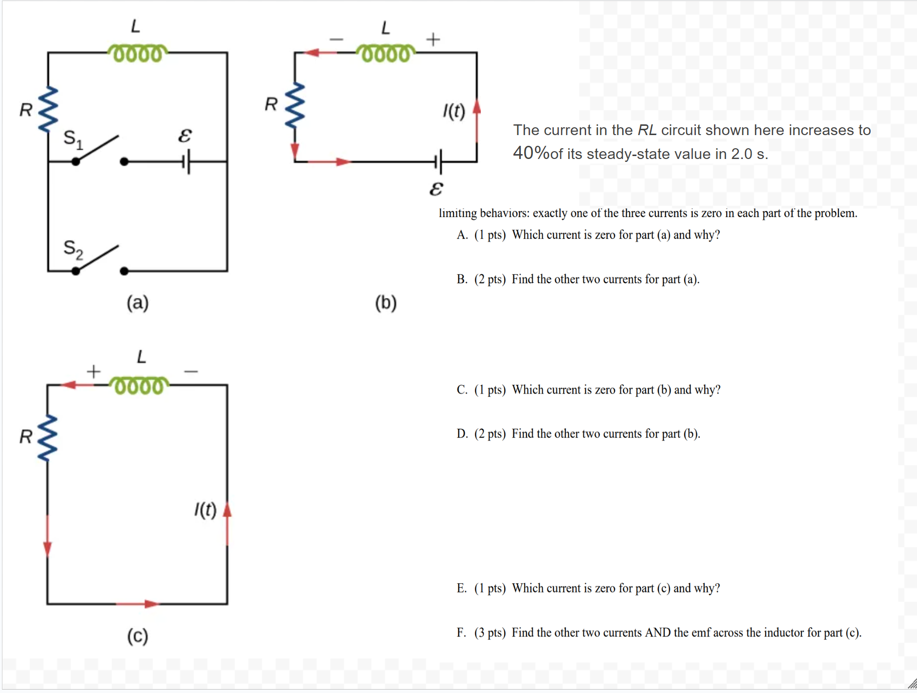 (a)The current in the RL ﻿circuit shown here | Chegg.com