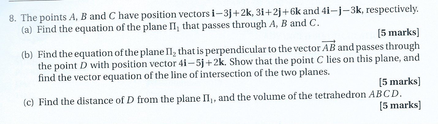 Solved 8. The points A, B and C have position vectors | Chegg.com