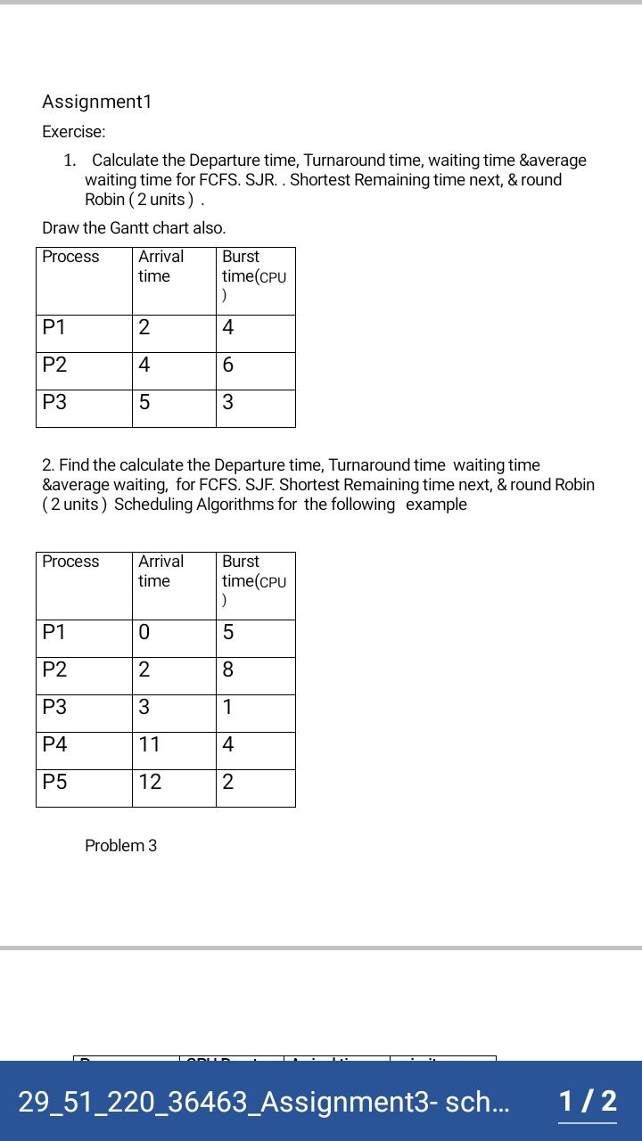 Solved Assignment1 Exercise: 1. Calculate the Departure | Chegg.com