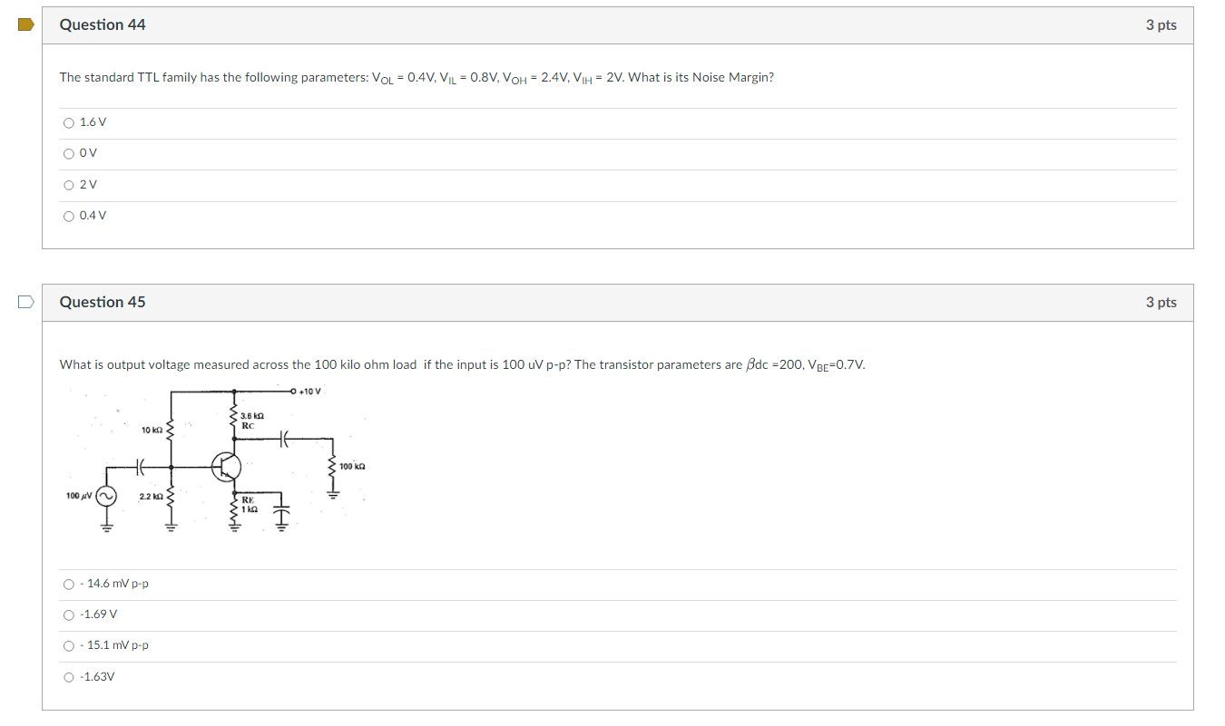 Solved The standard TTL family has the following parameters: | Chegg.com