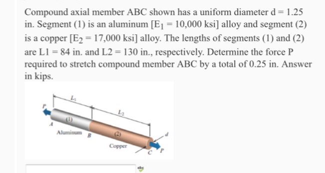 Solved Compound axial member ABC shown has a uniform | Chegg.com