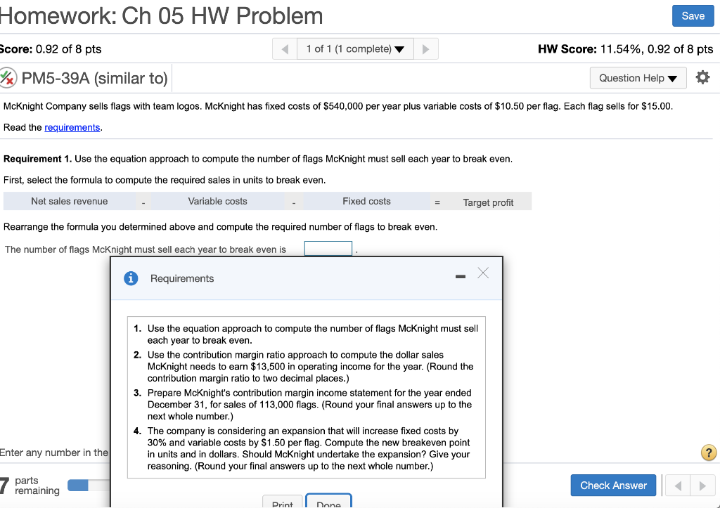 Solved Homework Ch 05 Hw Problem Save Score 0 92 Of 8 Pts