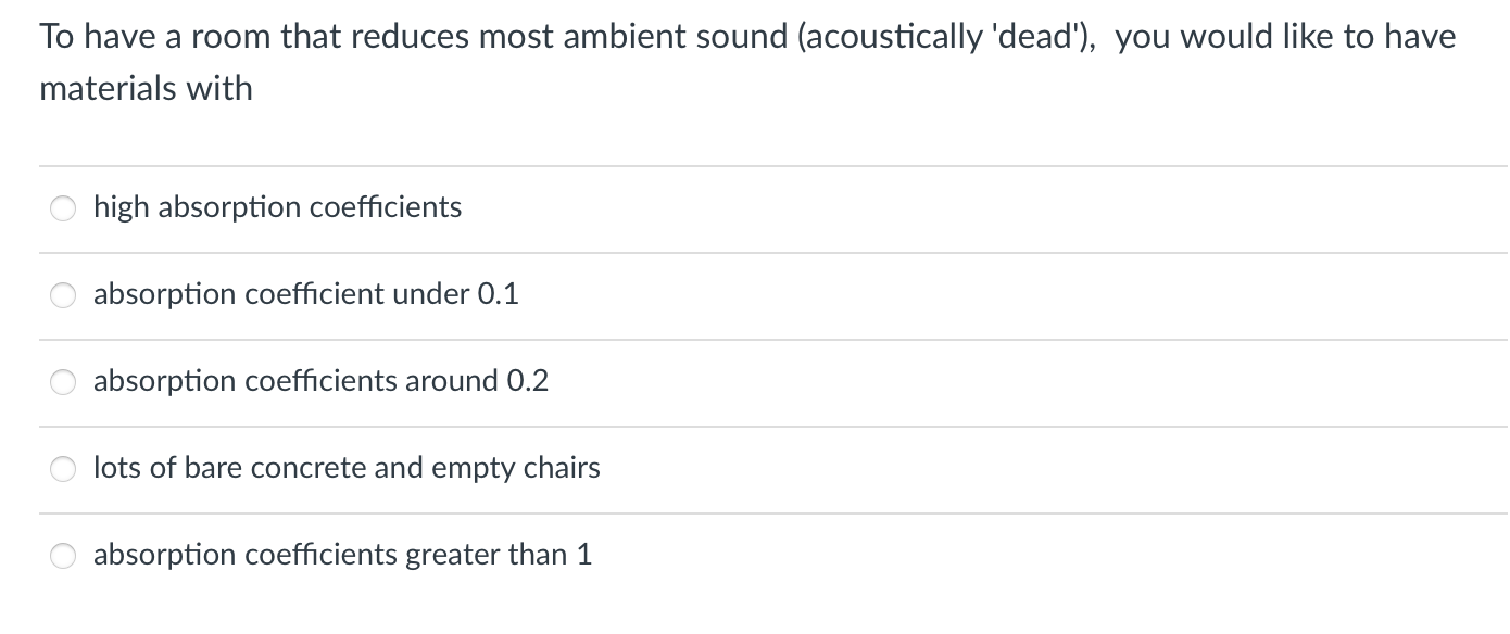 Solved To have a room that reduces most ambient sound | Chegg.com