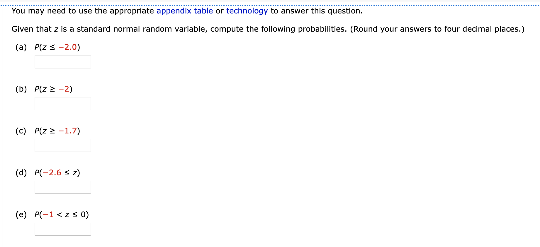 Solved Given that z is a standard normal random variable, | Chegg.com