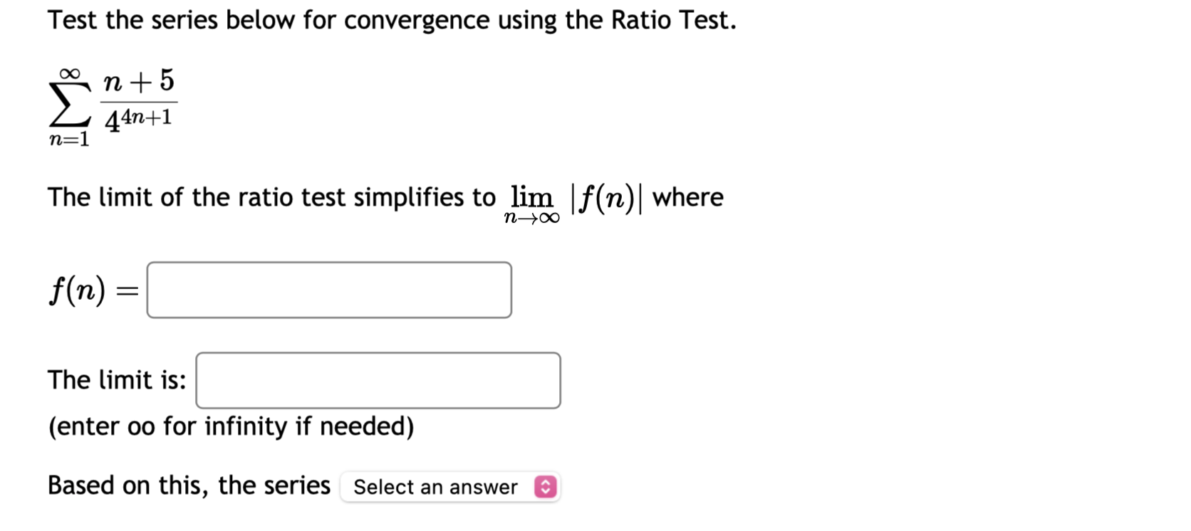 Solved Test the series below for convergence using the Ratio | Chegg.com