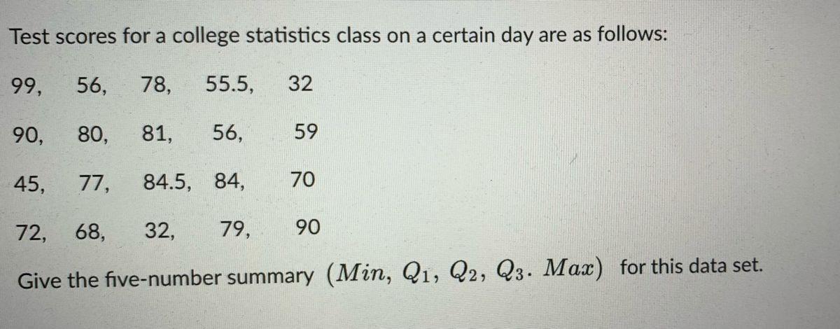 Solved Test scores for a college statistics class on a | Chegg.com
