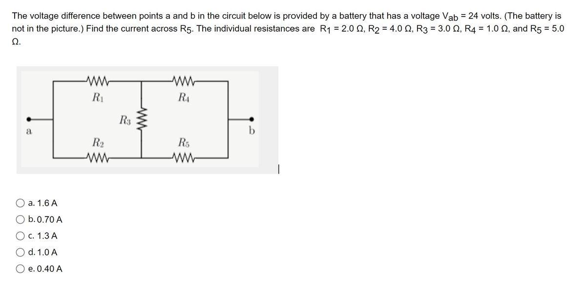 Solved The voltage difference between points a and b in the | Chegg.com