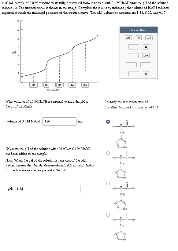 Solved A 30 mL sample of 0.2 M histidine in its fully | Chegg.com