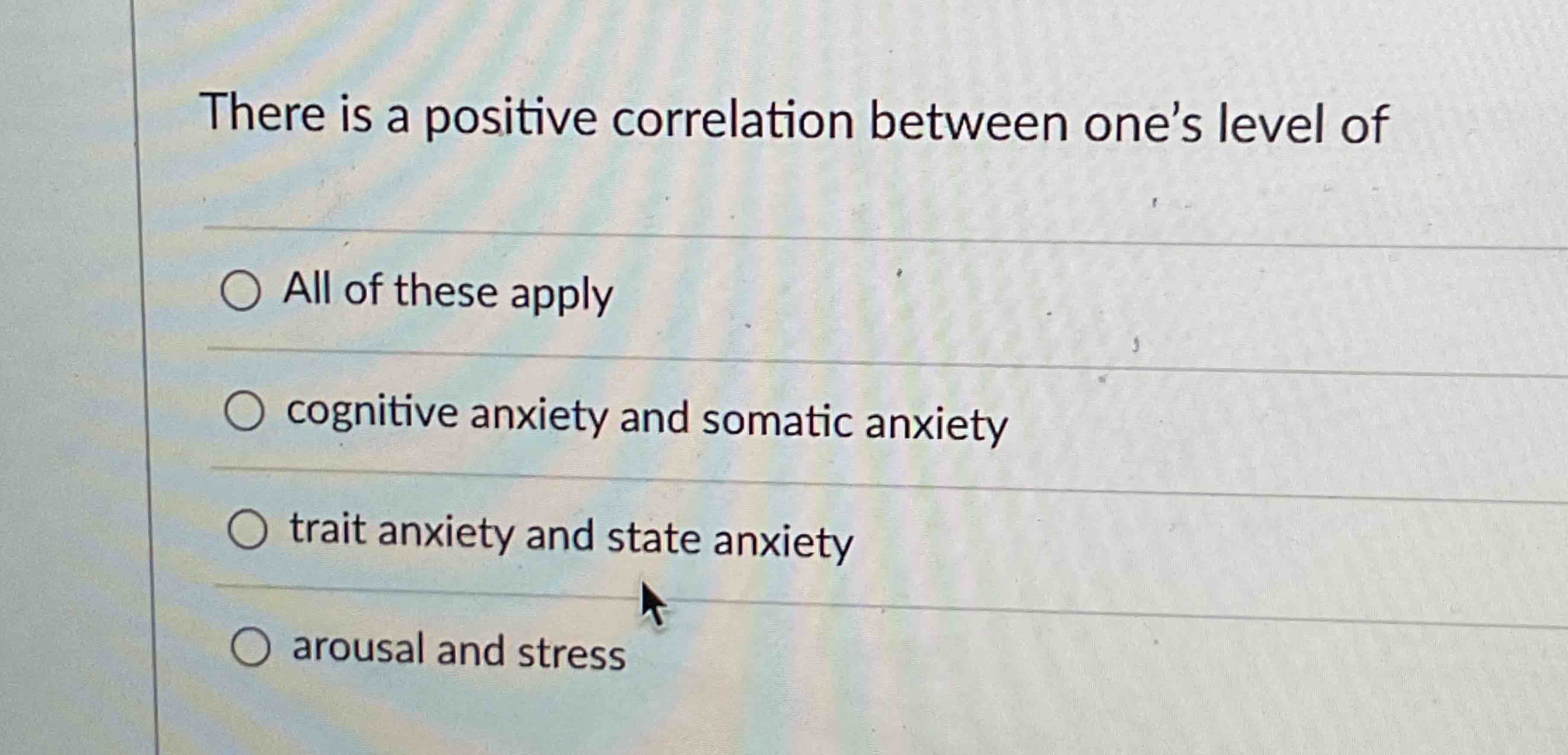 Solved There is a positive correlation between one's level | Chegg.com