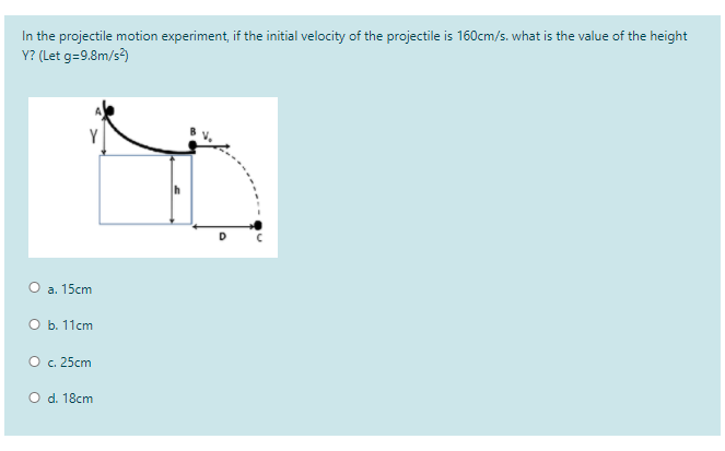 Solved In the projectile motion experiment, if the initial | Chegg.com