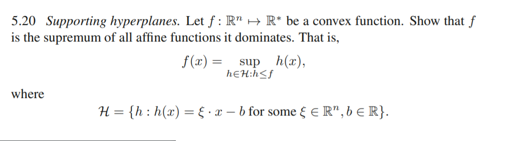 Solved 5.20 Supporting hyperplanes. Let f: R" R* be a convex | Chegg.com